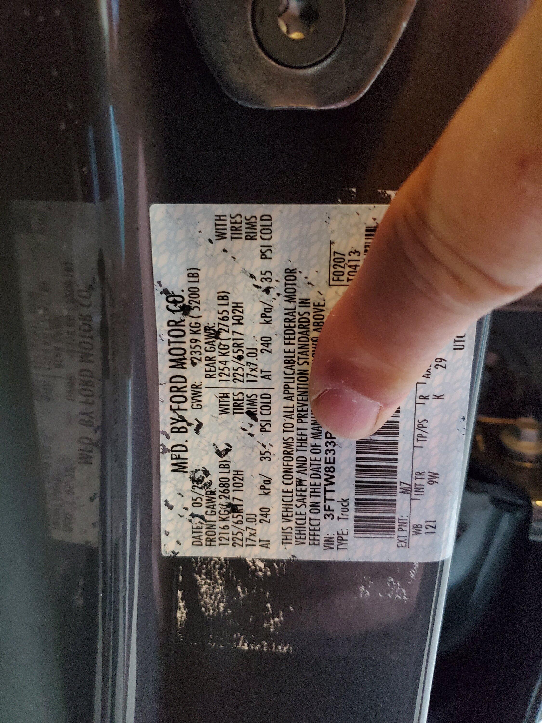 Weird one...just got my 23XL the sticker on the drivers door jam had been removed and replaced ...