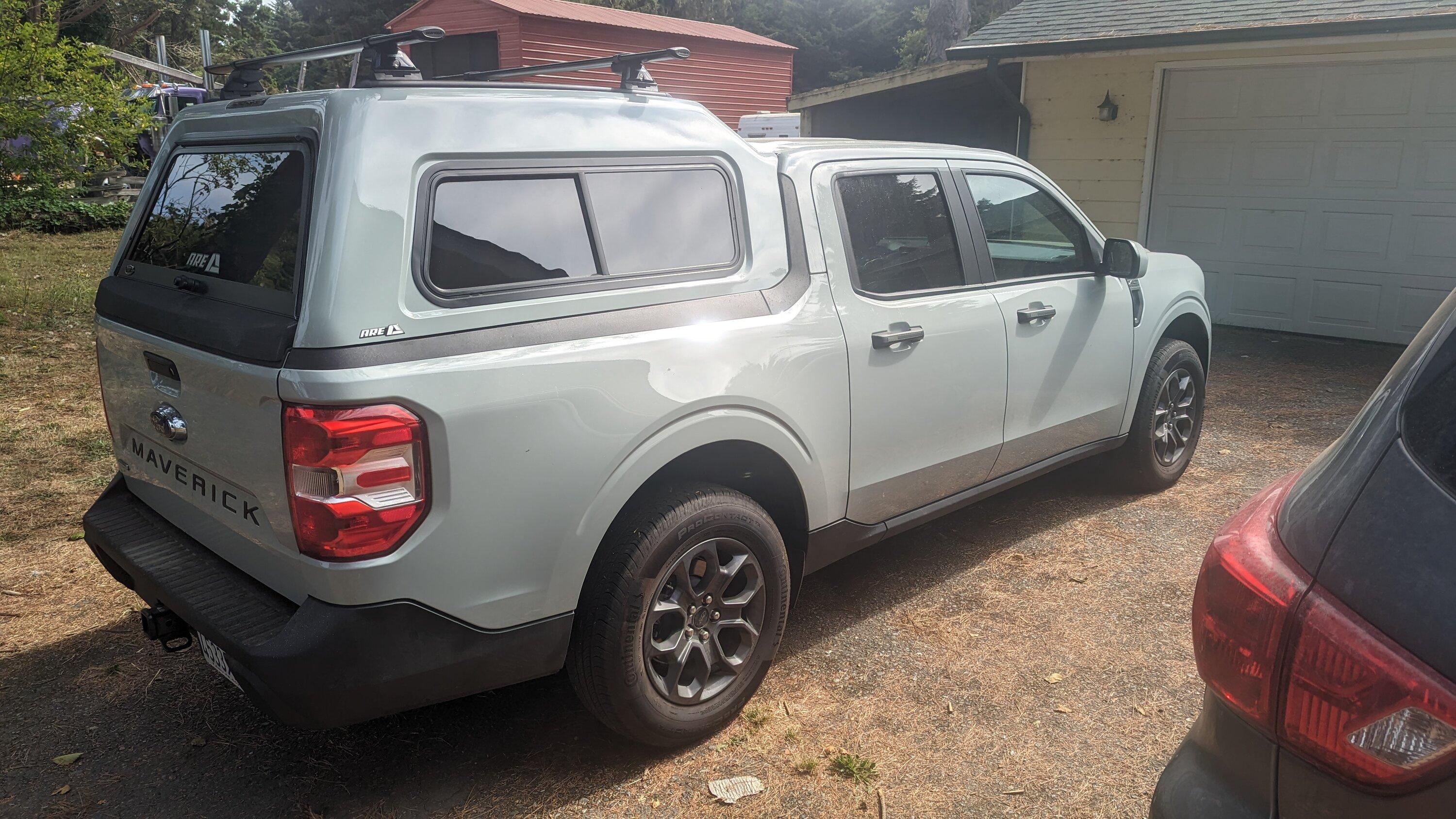 A.R.E. MX Series Topper / Truck cap Installed on 2023 Hybrid XLT in Cactus Gray ...