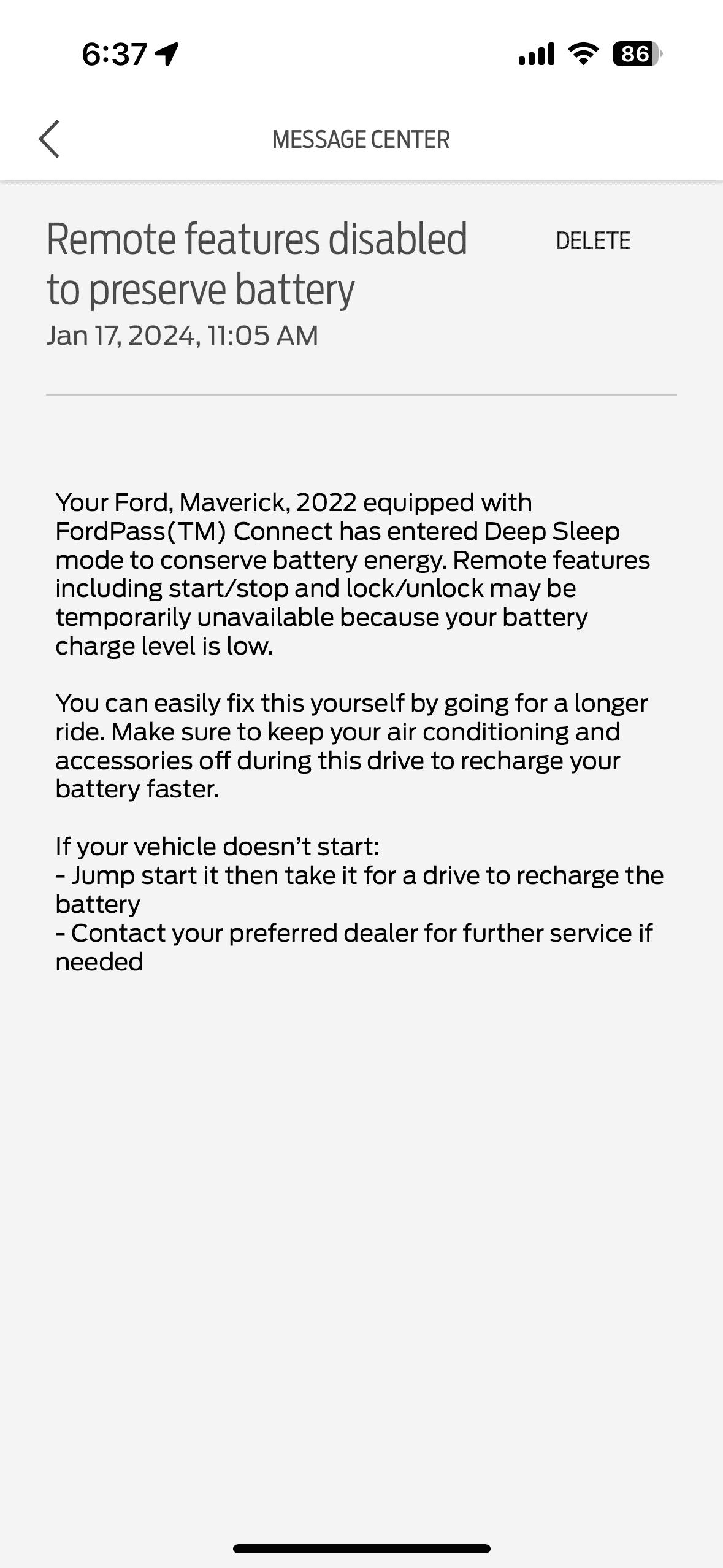 Remote Features Disabled To Preserve Battery