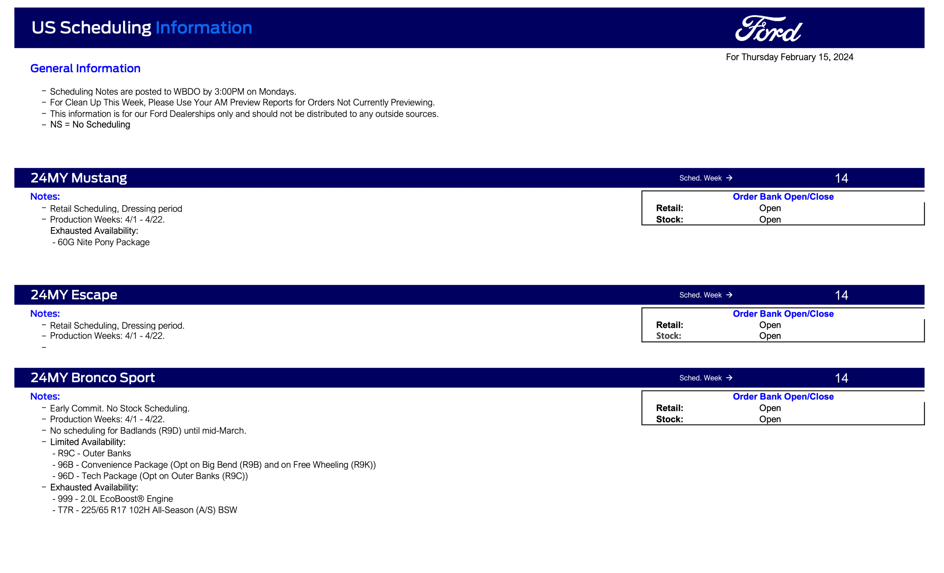 2024 Maverick Early Commit / No Stock Scheduling This Week (2/15/24) for Production Weeks 4/1 ...