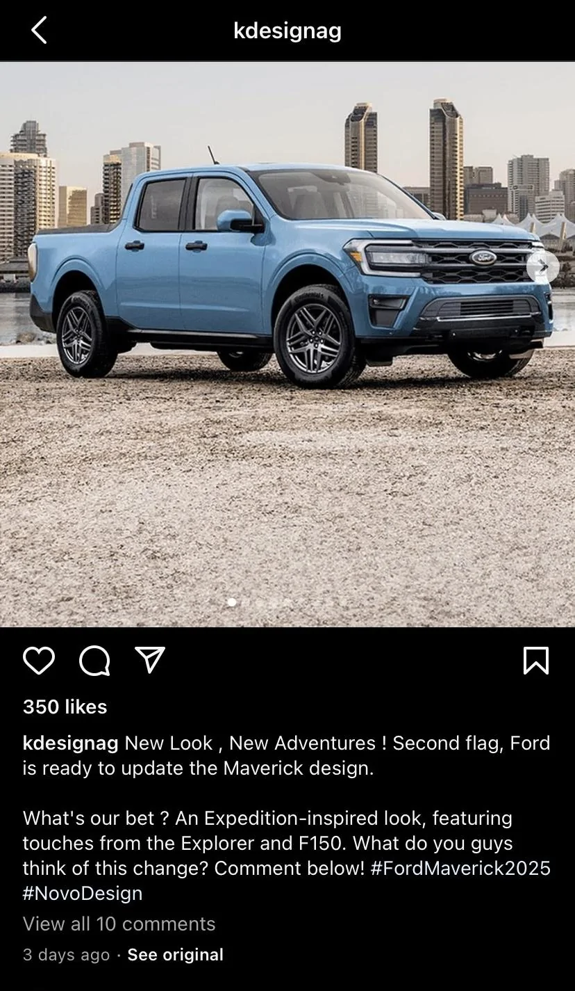 Rendering of 2025 Maverick facelift / refresh update | MaverickTruckClub - 2022+ Ford Maverick ...