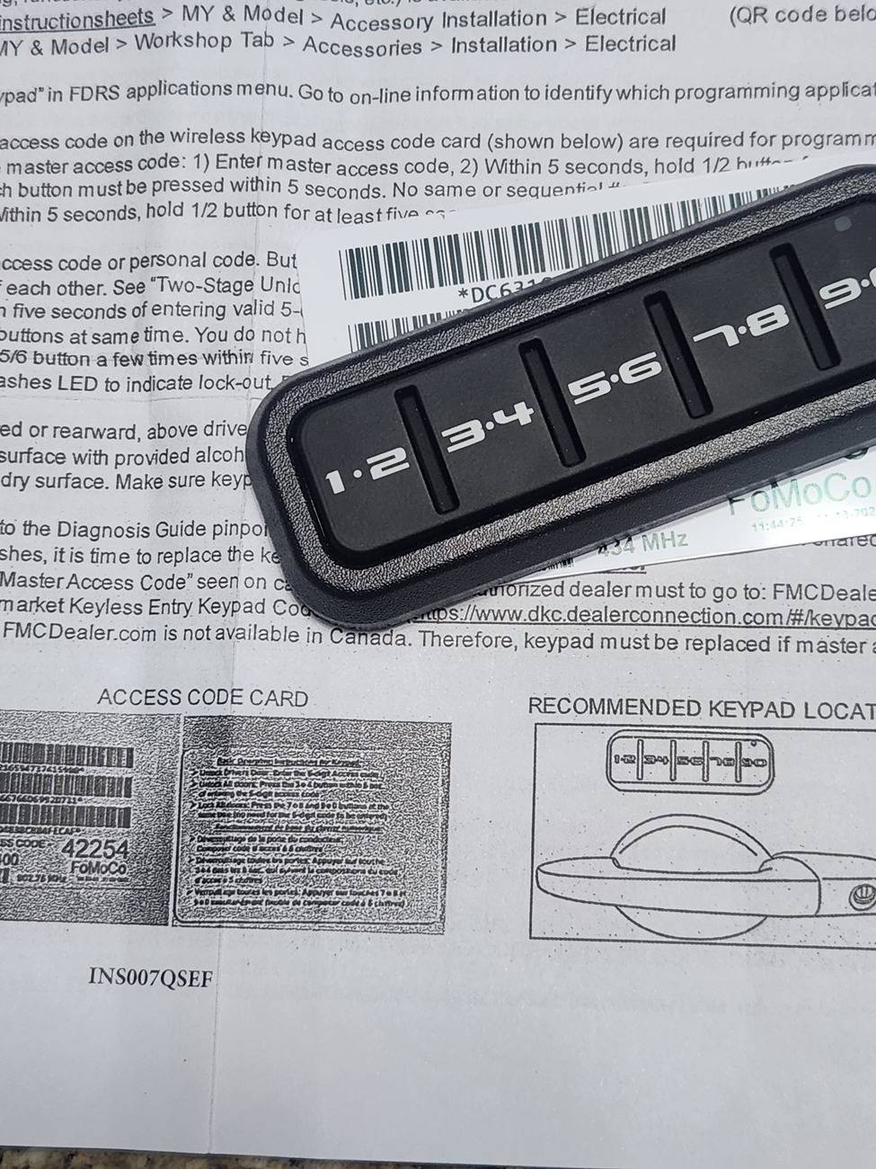 2025 securicode keypad issue | MaverickTruckClub - 2022+ Ford Maverick ...