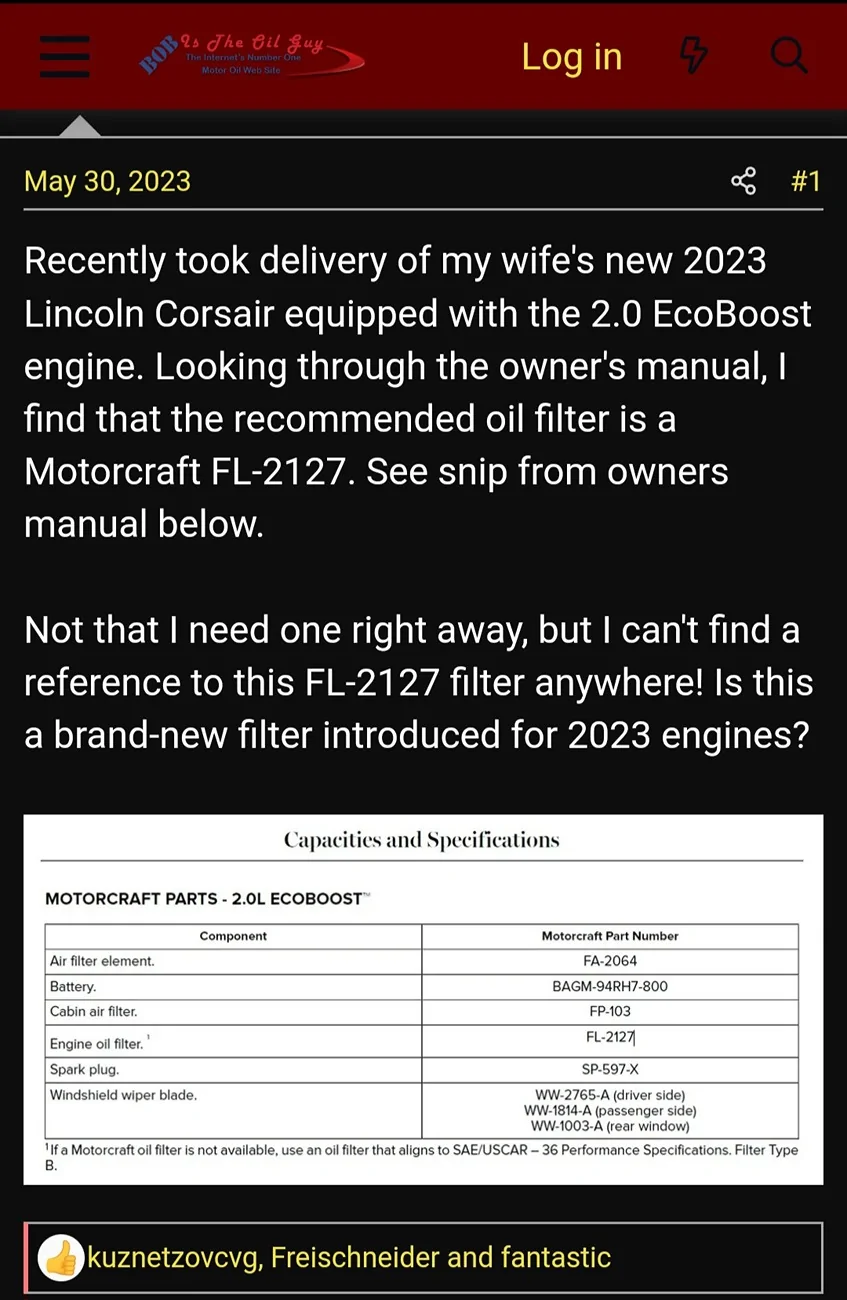 FL-2127 Oil Filter or other Options? | MaverickTruckClub - 2022+ Ford ...