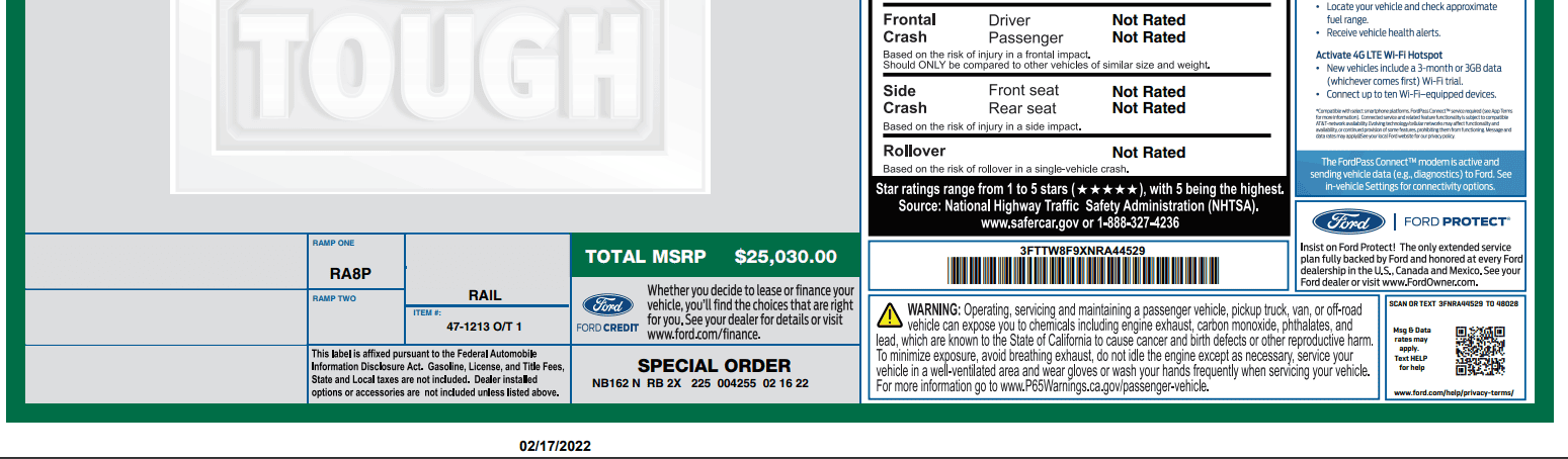 window sticker | MaverickTruckClub - 2022+ Ford Maverick Pickup Forum ...