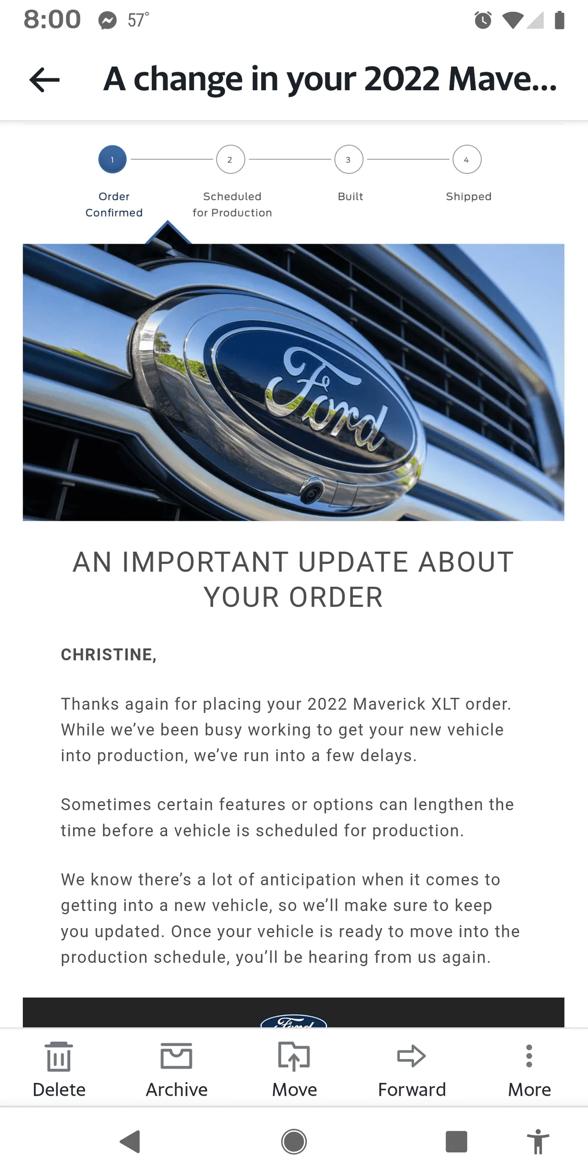 Ford sends out (blanket spam) email -- "An Important Update About Your ...