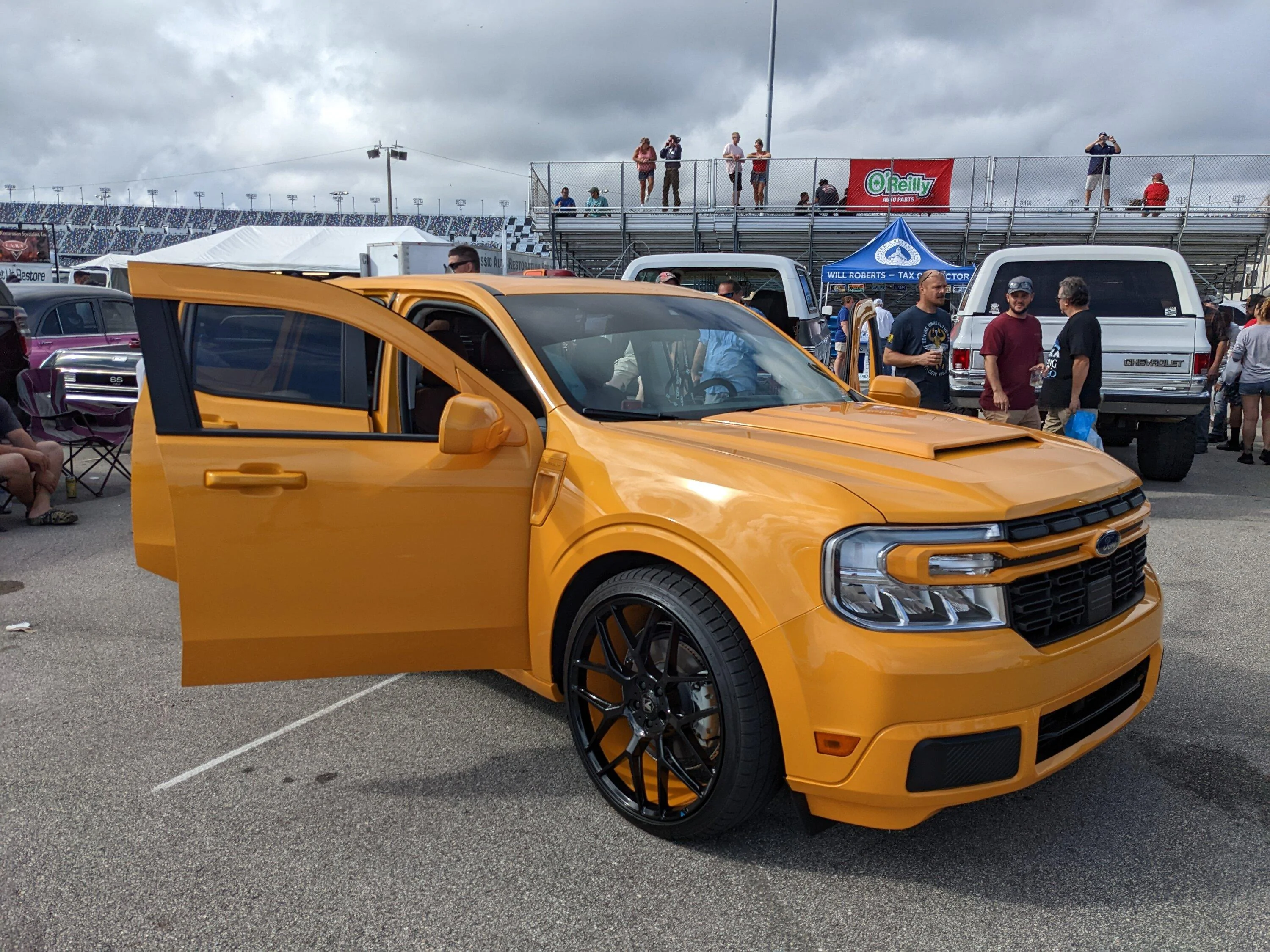 Custom Build Cyber Orange Ford Maverick at Daytona Turkey Run Car Show ...