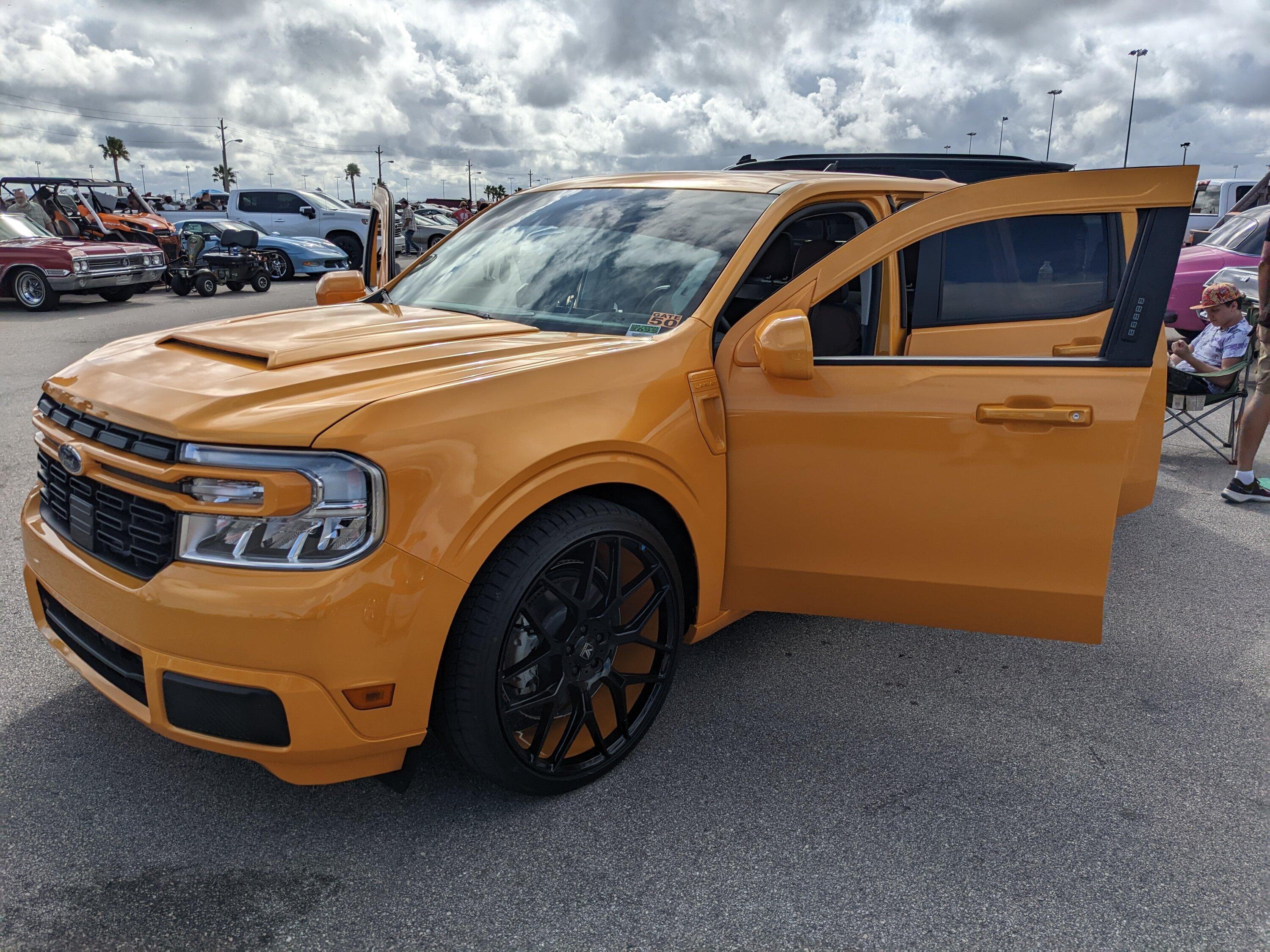 Custom Build Cyber Orange Ford Maverick at Daytona Turkey Run Car Show ...