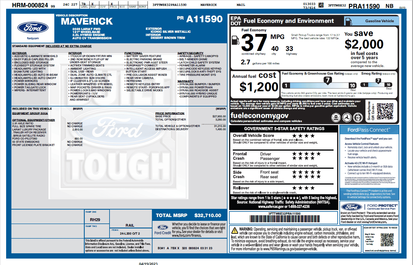 Blue Window Sticker? | MaverickTruckClub - 2022+ Ford Maverick Pickup ...